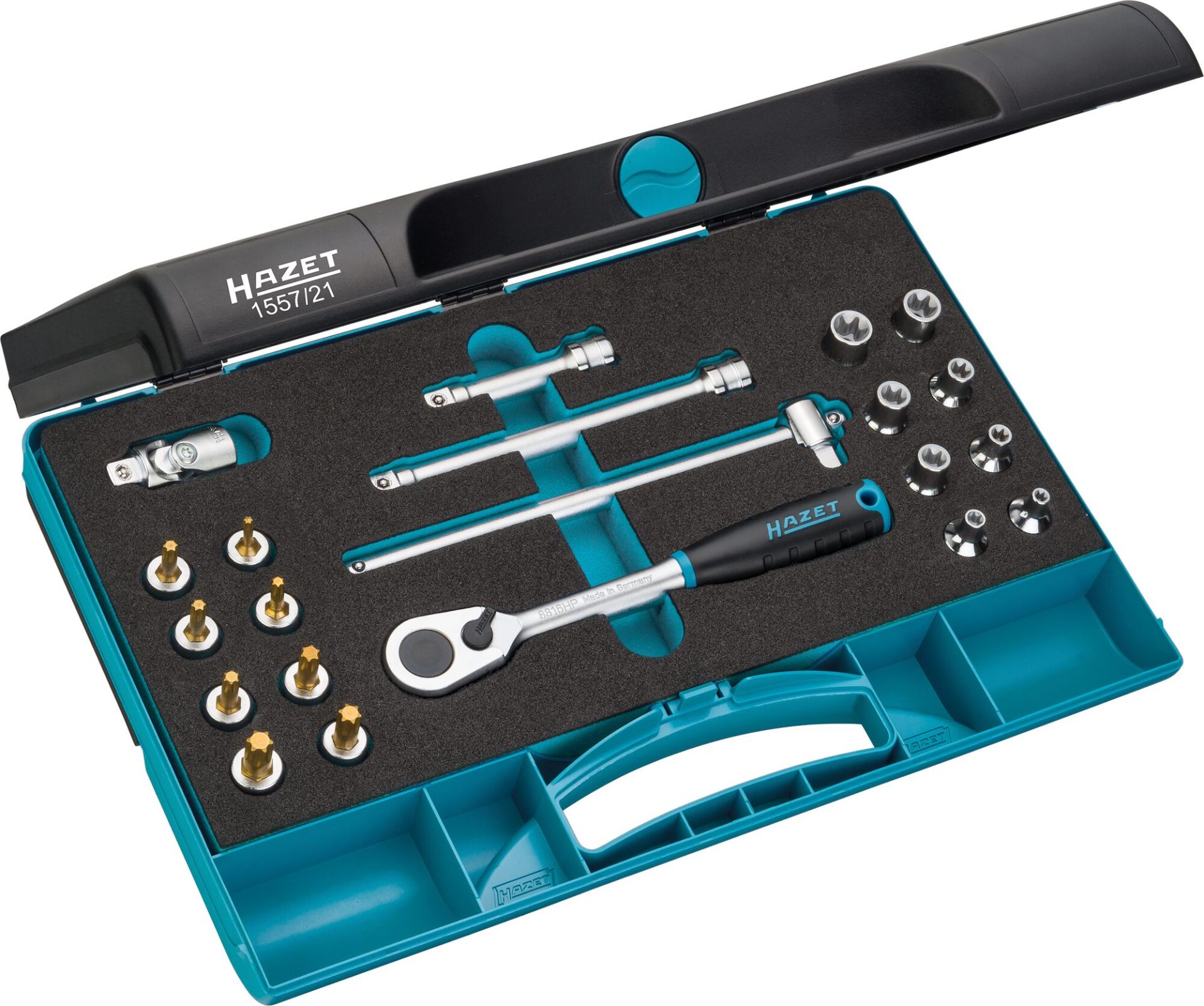 HAZET Werkzeug Satz · TORX® 1557/21 · Vierkant hohl 10 mm (3/8 Zoll ...